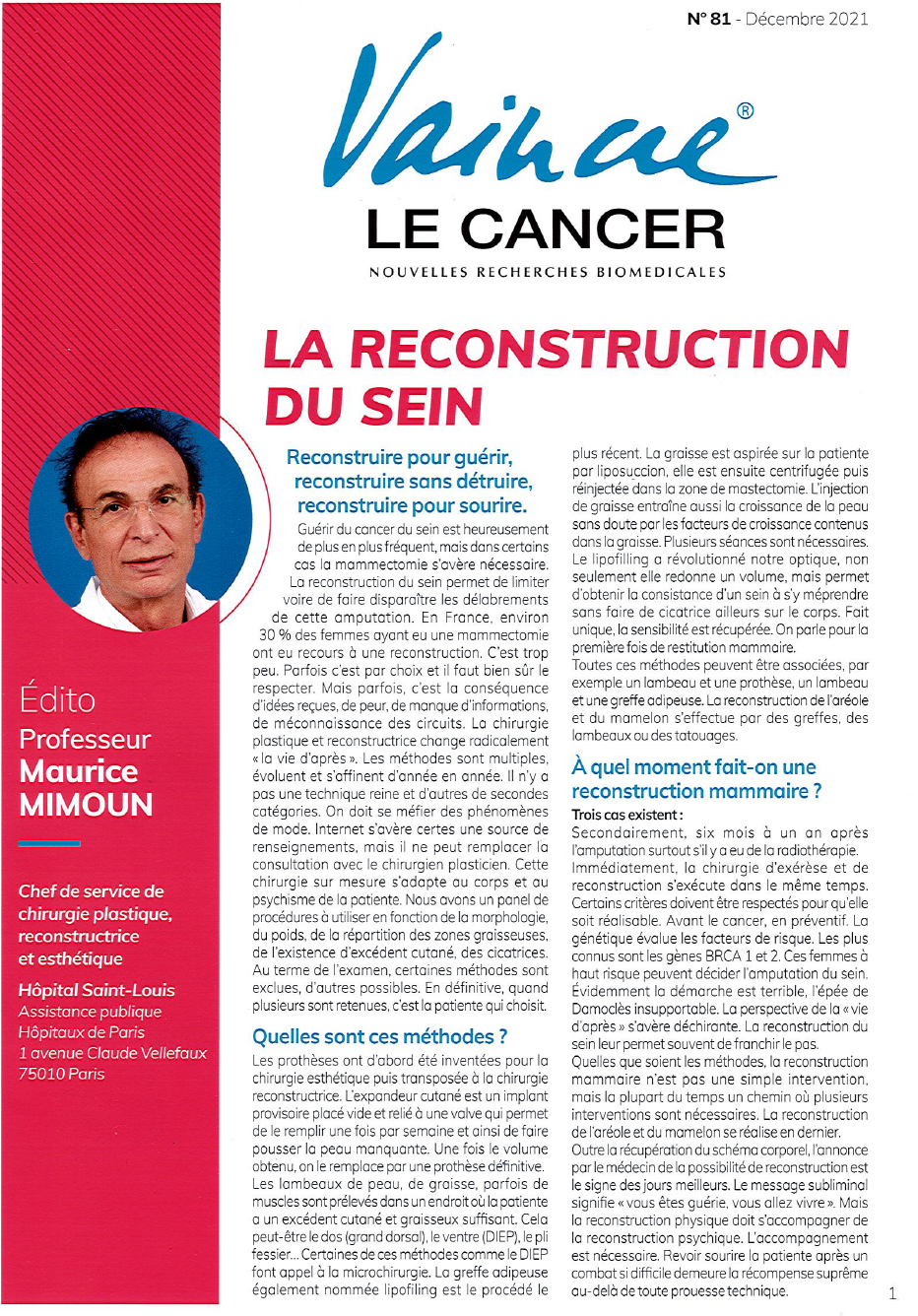 Vaincre le cancer – Professeur Maurice Mimoun
